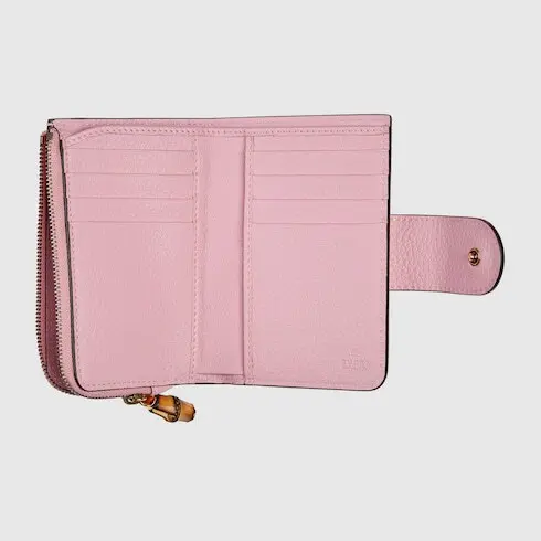 Gucci Medium Double G Wallet With Bamboo Leather - Pink Leather
